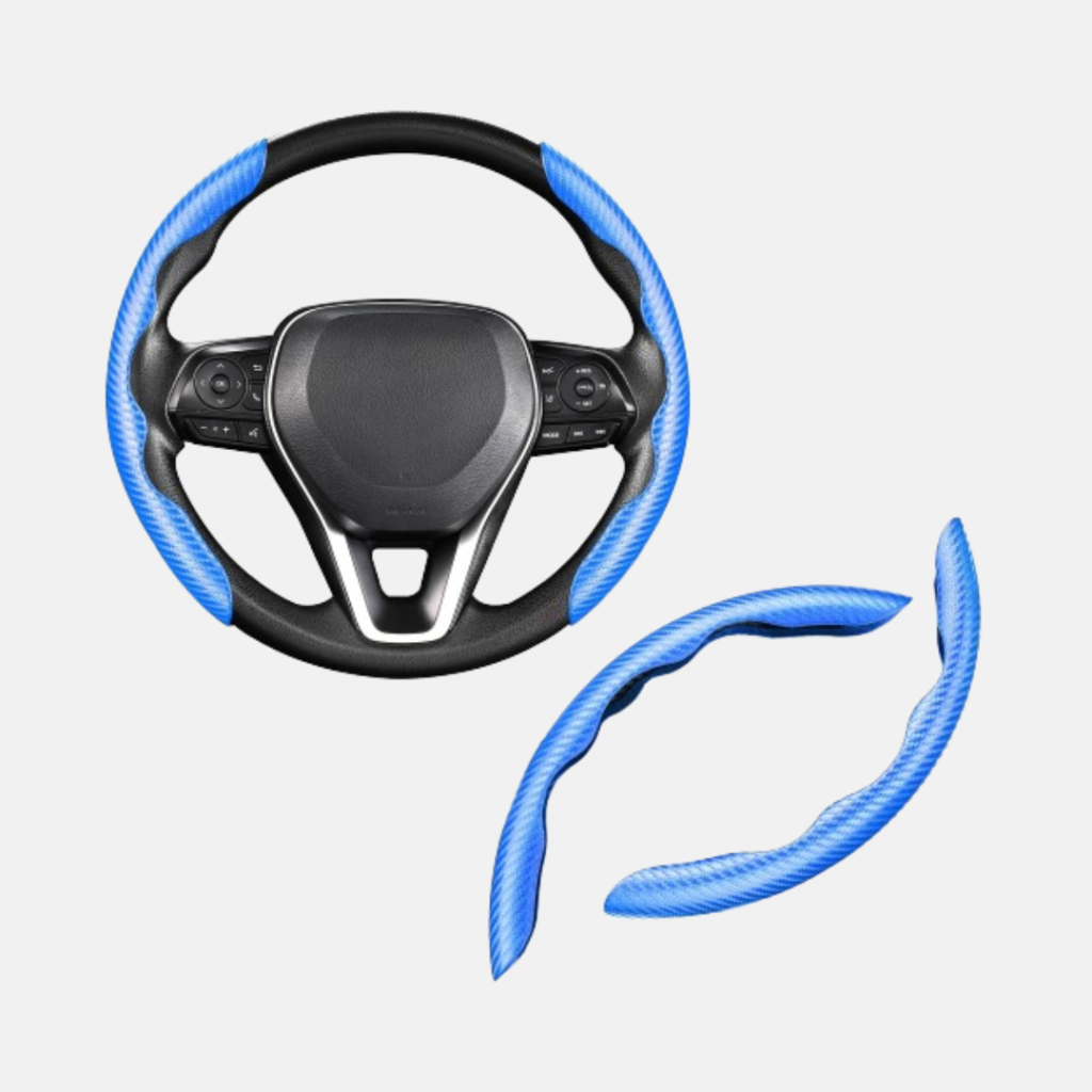 Cartist Steering Blue Wheel Cover, Carbon Fiber Steering Wheel